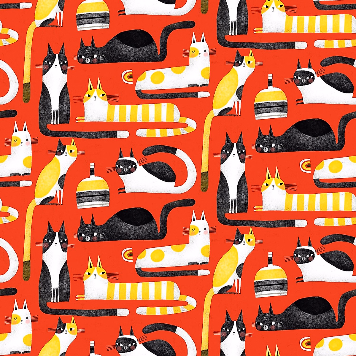 Contempo by Benartex Cosmo Cats Cats, Fabric by The Yard (Red/Multi)