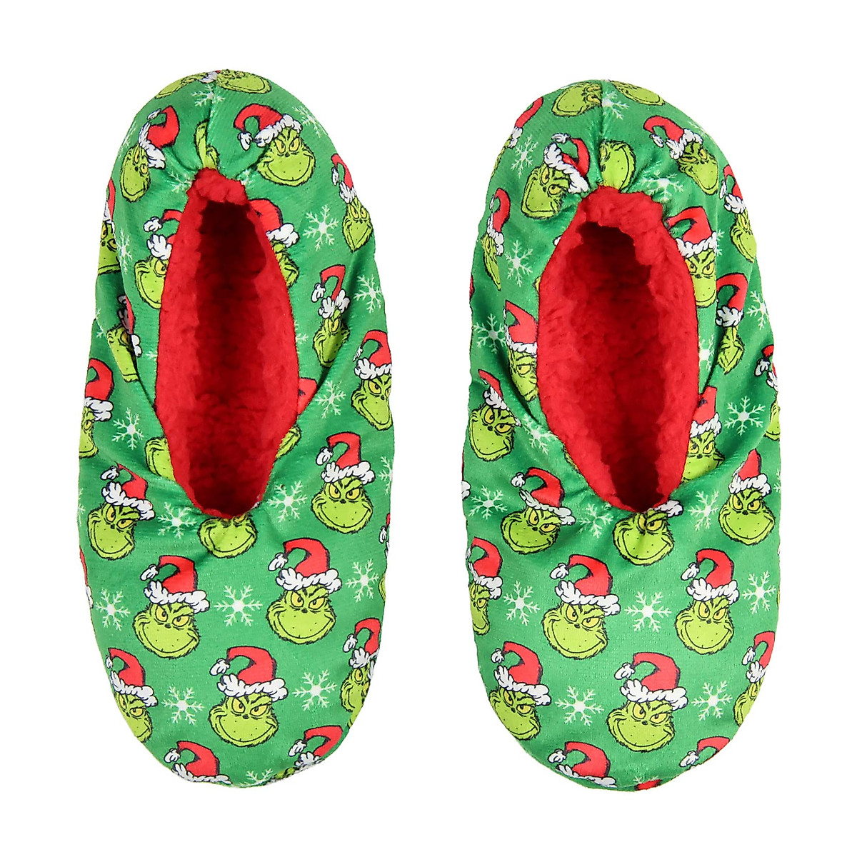 Dr. Seuss GRINCH That Stole Christmas Slippers Santa Grinch Slipper Socks with No-Slip Sole For Women Men (Small)