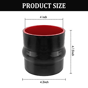 4"ID Turbo Hose with Hose Clamps Stainless Steel,Durable 4-ply Silicone Pipe Fit for Turbo Intercooler Pipe Intake Piping of Most Car Truck SUV,Must Have Car Accessories