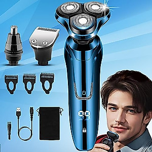 Electric Razor for Men, 2023 Men’s Electric Shavers Rotary LED Display/Waterproof/Rechargeable, Electric Shaver for Men Cordless Floating Head Replaceable Blades Portable Travel Razor Idea Gift