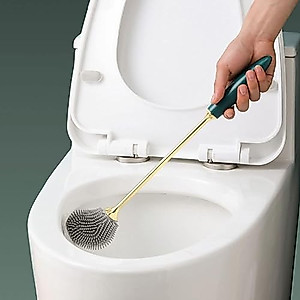 SAAKO Silicone Toilet Bowl Brush Lightweight Wall Mount Toilet Brush and Holder Set Toilet Cleaner Brush Bathroom Deep Clean