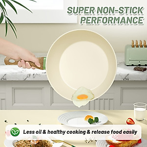 Nonstick Deep Frying Pan with Lid 10 Inch Non Stick Skillet Pan,Nonstick Saute Pan with Lid, Omelet Pans Nonstick Frying Pan Skillet with Healthy Ceramic Coating Induction Compatible,PFOA & PTFE Free