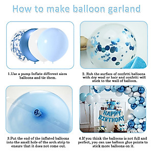Blue And White Balloon Garland Arch Kit,happy Birthday balloons,111pcs Metallic blue and white Confetti Latex Balloons Arch Kit For Birthday Party baby boy Shower Birthday Decorations