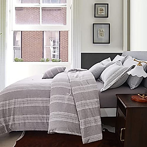 Nelaukoko Twin XL Comforter Set, 68x102 Inches Twin Extra Long Cationic Dyeing Striped Down Alternative Comforter, Single XL Reversible Beding Comforter and 1 Standard Size Pillow Sham