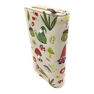 Shag Wear Gnome Forest Mushroom Large Whimsical Wallet for Women and Teen Girls Vegan Faux Leather Beige 7"