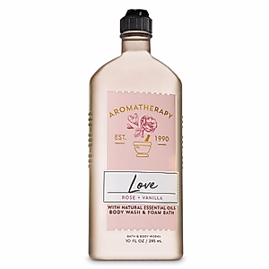 Bath and Body Works Aromatherapy LOVE - ROSE + VANILLA Body Wash and Foam Bath 10 Fluid Ounce