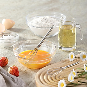 2PCS Mini Whisk, Stainless Steel 5 in and 7 in Small Tiny Whisks for Cooking, Whisking, Beating, Blending Ingredients and Mixing Sauces, 6 Wire Design, Ergonomic Spiral Handle, (Silver)