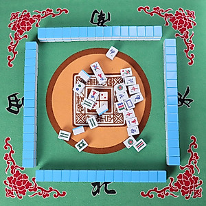 GUSTARIA Chinese Mahjong Set, Mahjong Game Set with 146 Numbered Large Tiles (1.5", Blue), Mahjongg Tiles Set with Brown Carrying Case (Mah Jongg, Majiang)