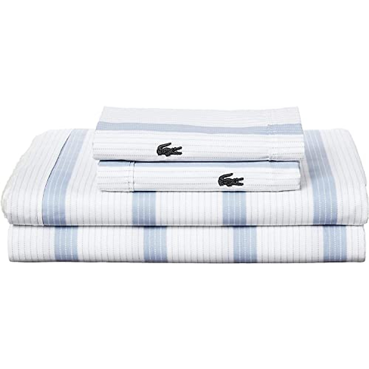 Lacoste 4-Piece Cotton Sheet Set, Archive, Zen Blue, Full