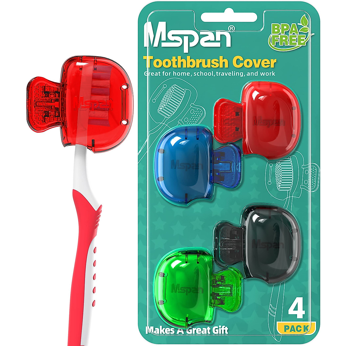Mspan Electric Toothbrush Cover Cap: Brush Head Protector Cute Plastic Clip Pod - 6 Packs