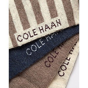 Cole Haan Men's Dress Socks - Patterned Crew Socks, Gift Box (4 Pack), Size 7-12, Brown Multi