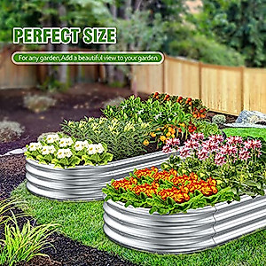 2 Pcs 9 x 3 x 1 FT Galvanized Steel Raised Garden Bed, Large Galvanized Steel Outdoor Planter Box for for Easy to DIY and Clean - Raised Garden Beds Outdoor for backyards, terraces and Balconies