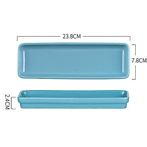 Amosfun Porcelain Platters Rectangular Serving Trays Porcelain Platter Snack Sushi Food Holder Storage Tray Dish for Parties (Blue)