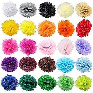 WYZworks Set of 6 - White 12" - (6 Pack) Tissue Pom Poms Flower Party Decorations for Weddings, Birthday, Bridal, Baby Showers, Nursery, Décor, Halloween