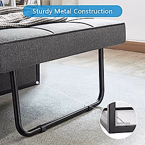 Vonanda Sofa Bed, Convertible Chair 4 in 1 Multi-Function Folding Ottoman Modern Breathable Linen Guest Bed with Adjustable Sleeper for Small Room Apartment, Dark Gray