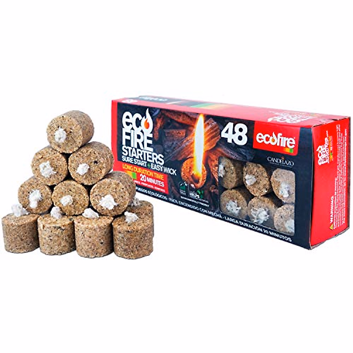 All-Natural Fire Starters for Fire Pit, Easy Lighting Wick Charcoal Grill Lighter Fire Starter Cubes, 20 Minutes Burn Time, 48-Pack