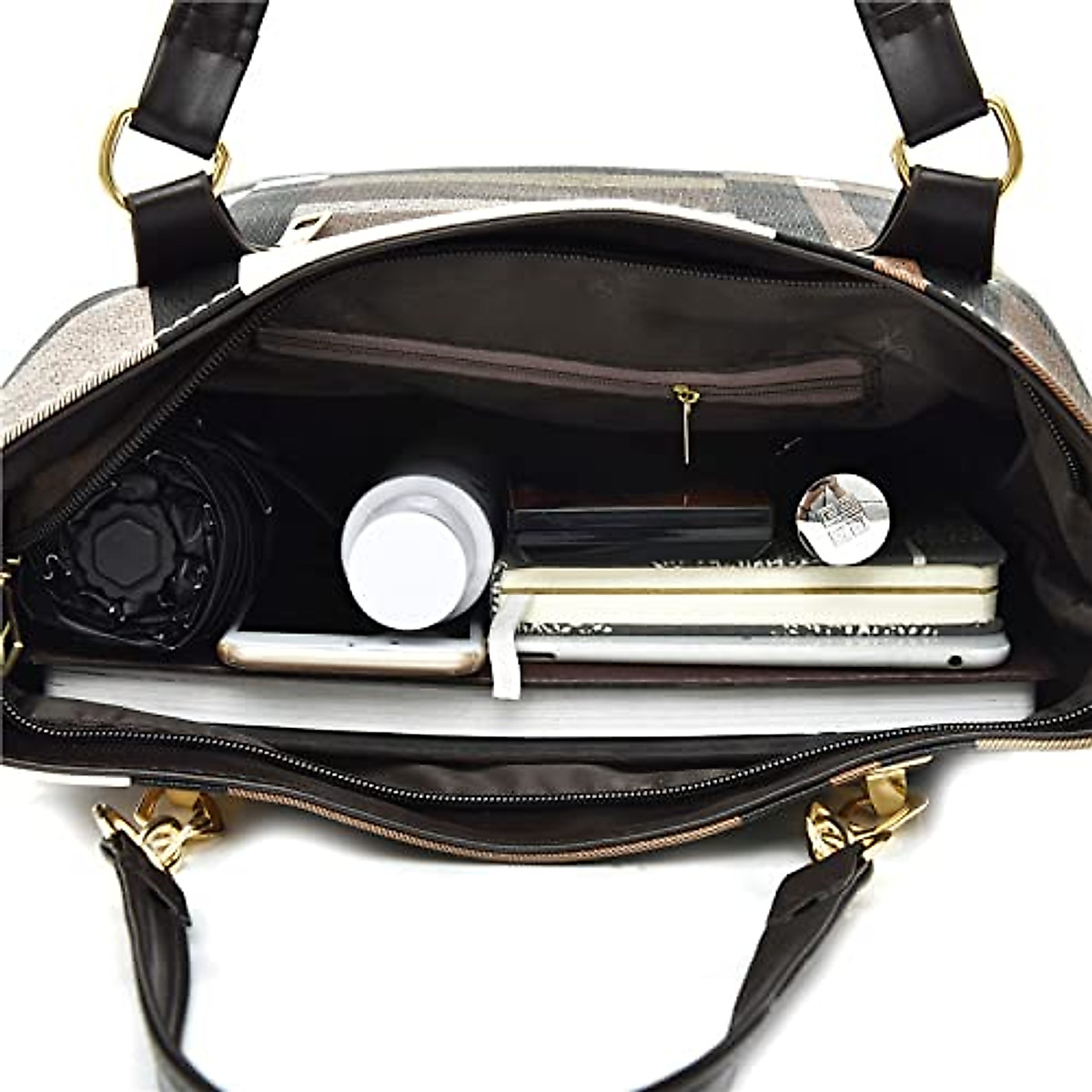 Women Fashion Handbags Wallet Tote Bag Shoulder Bag Top Handle Satchel Purse Set 4pcs (Brown)