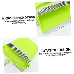 HOMOCONO 1 Set Broom Dustpan Set Broom Standing Broom and Dustpan Home Cleaning Device Standing Dustpan and Brush Upright Standing Lobby Broom and Dust Pan Toy Stainless Steel Green