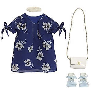 Journey Girls Dolls, 18-inch Doll Fashion Set Blue & White Floral Dress, Doll Not Included
