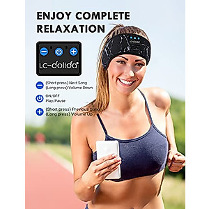 LC-dolida Sleep Headphones Bluetooth Headband, Cozy Band Wireless Headphones, Sleep Mask with Bluetooth Headphones, Perfect for Sleeping Side Sleepers, Jogging, Workout, Yoga