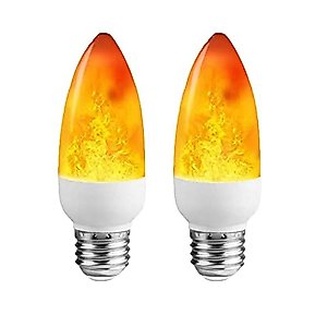 Dervacle LED Flame Effect Light Bulb E26 Flickering Candelabra Light Bulbs 4w Warm Yellow Candle Bulbs with Gravity Sensor Flickering Light Bulbs for Vintage Indoor Outdoor Decor (Yellow)