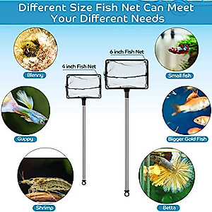 2 Pieces Mesh Fish Tank Net Aquarium Fish Net 4 Inch Stainless Steel Fish Net with Extendable 12.5-27.5 Inch Long Handle Fish Catch Nets Fish Tank Aquarium Accessories