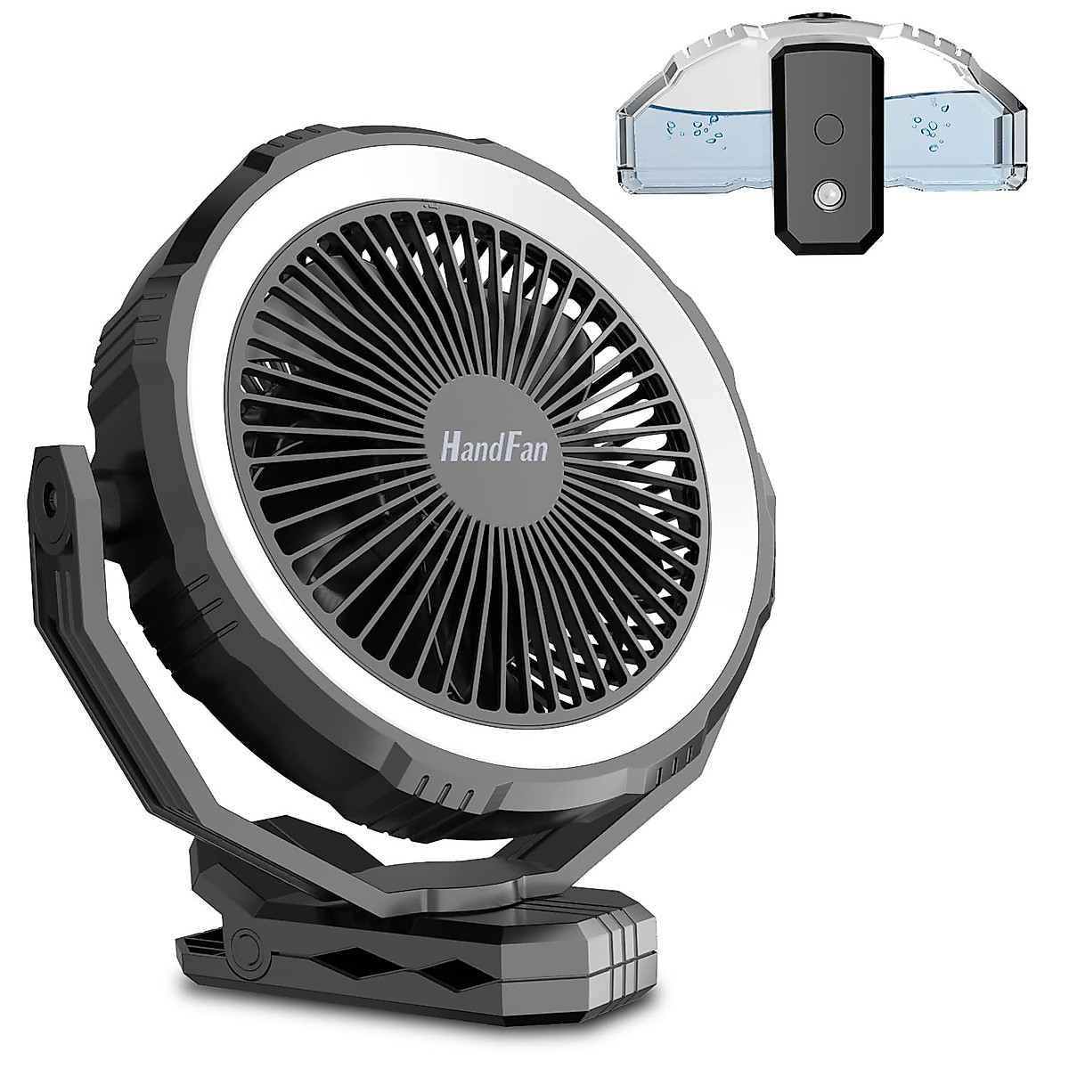 10000mAh Misting Fan Portable with Detachable Water Tank 400ml, 8 Inch Powerful Cool Mist Clip Fan, Battery Operated Rechargeable Fan, 2 Mister Modes, Sleep Timer, LED Lights, for Golf Cart, Outdoors