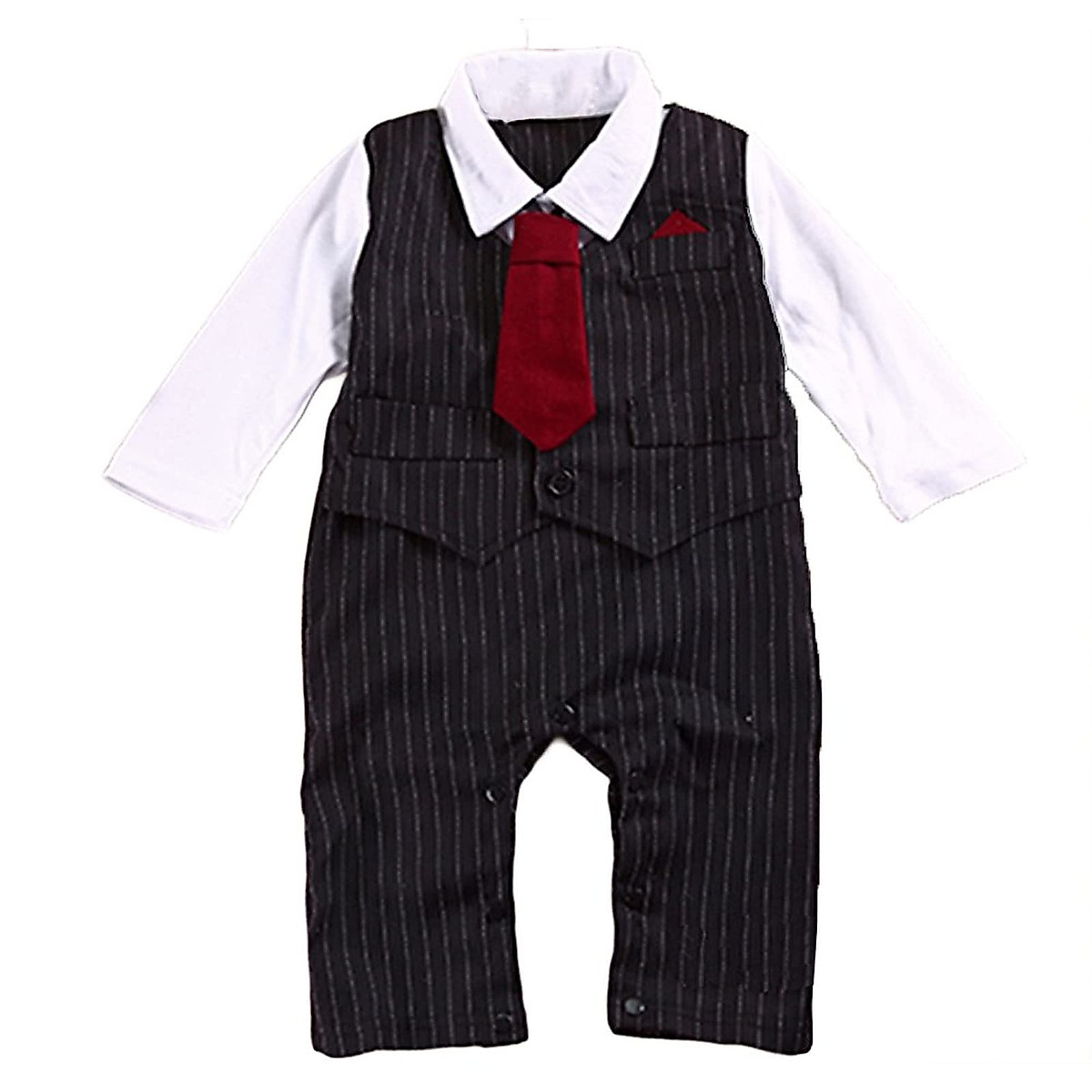 EGELEXY Baby Boy Formal Party Wedding Tuxedo Waistcoat Outfit Suit 12-18months Black