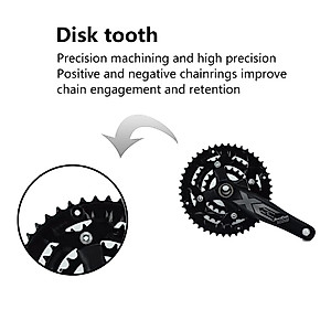 shanmashi Andeshunk Crankset Black Mountain MTB Bike Crankset Hollow Integrated Chainring Crank Set Bicycle Chainring Sprocket Round Bolts for Road Cycling Crank