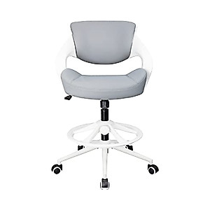 BOJUZIJA Tall Office Chair,Drafting Chair,Standing Computer Desk Chair with Foot Rest- Waist Support Function-Grey