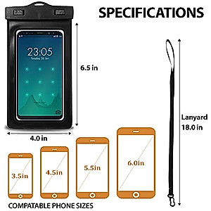 EcoGear FX Waterproof Phone Case - IPX8 Underwater Cell Phone Dry Bag Pouch for iPhone 13 12 Pro Max, 11, XS, XR, X, Galaxy Pixel, Snorkeling Cruise Ship Kayaking (2-Pack)