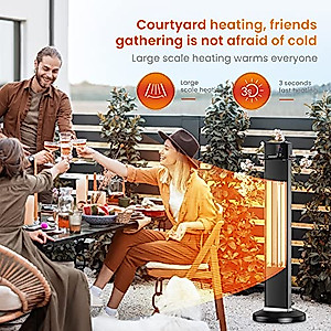 Outdoor Patio Heater，Quiet Electric Space Heater with Remote， Patio Heater,500/1000/1500W Infrared Heater，IPX5 Waterproof Tower, Anti-Dumping,Infrared heater Bedroom, Living Room and Garage use