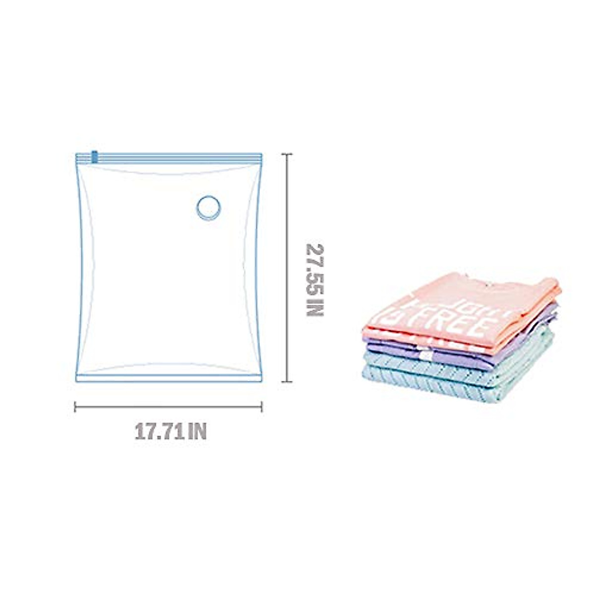 Travel Compression Bags Vacuum Space Saver Bags 6 Pack 27.5 x 18inch Compressed Closet Organizers and Storage Bags No Pumps Needed Plastic Vacuum Bag Clothing Moving Blanket Mattress Bedding Comforters Portable Little Space Waterproof Storage Sealed Ziplo