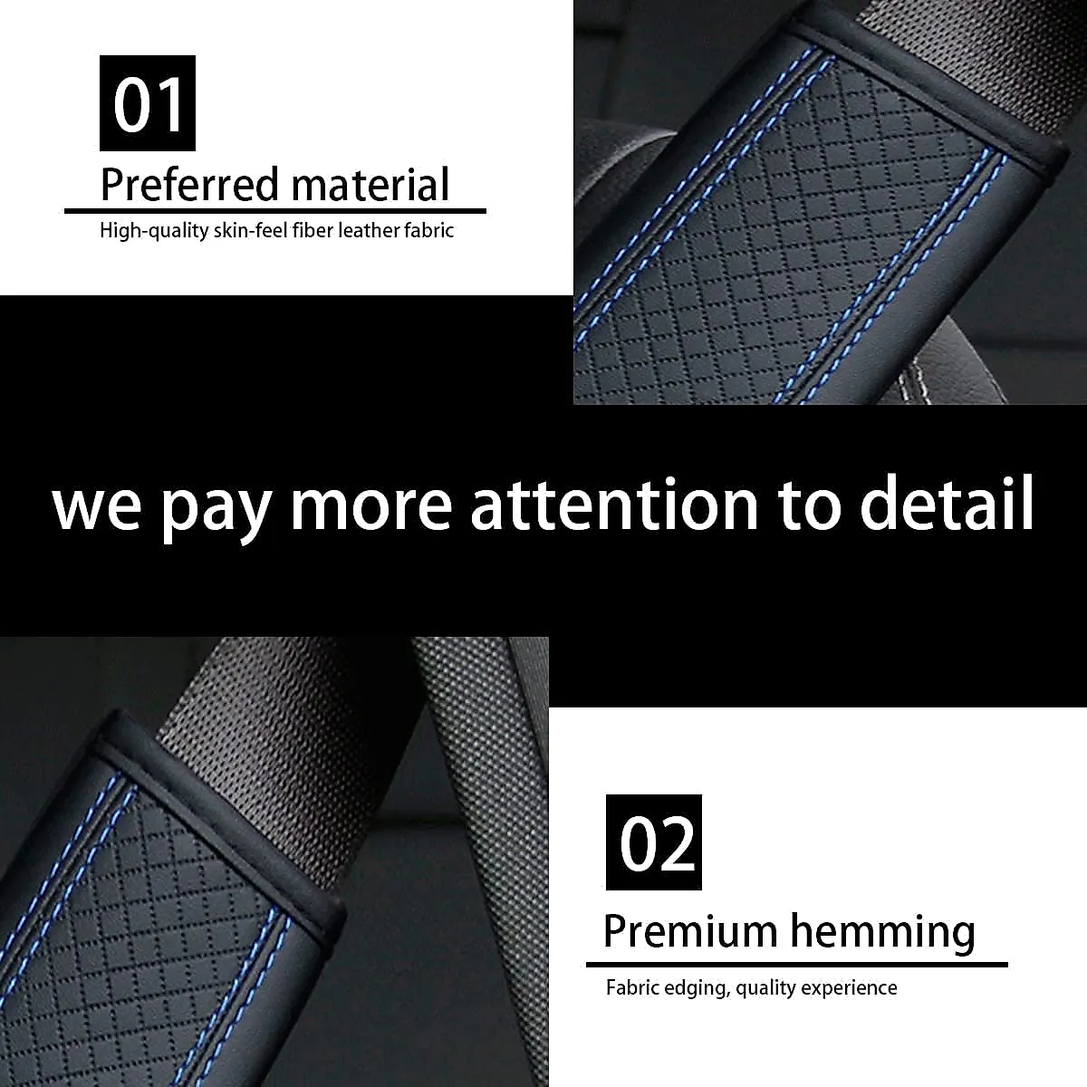 XINLIYA 2PCS Car Seat Belt Cover, Soft Shoulder Strap Covers Harness Pads, Safety Leather Seatbelt Comfort Driving Cushion Protect Your Neck and Shoulder Universal for Car, Truck, SUV (Black/Blue)