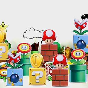 HOMEZZO Video Game Party Goody Treat Boxes, 8 Pcs Birthday Party Supplies, 5x5x5 Inches Brick Block Candy Gift Boxes for Kids Party Favor Party Table Decorations