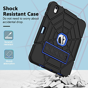 Grifobes Kids Case for iPad 10th Generation Case, for 2022 10.9 inch iPad 10 th Generation Case with Pnecil Holder & Stand, Heavy Duty Shockproof Rugged 10.9" 10 Gen Cover for Kids Boy (Black+Blue)