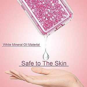 WOLLONY for iPhone 11 Case Glitter, Heavy Duty Girly Liquid Bling Quicksand 3 in 1 Hybrid Impact Resistant Shockproof Hard Bumper Soft Clear Rubber Protective Cover for iPhone 11 6.1inch Pink