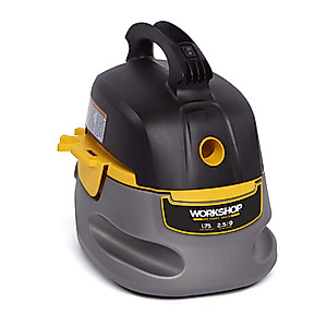 WORKSHOP Wet/Dry Vacs Vacuum WS0255VA Compact, Portable Wet/Dry Vacuum Cleaner, 2.5-Gallon Small Shop Vacuum Cleaner, 1.75 Peak HP Portable Vacuum,Grey/ Black/ Yellow