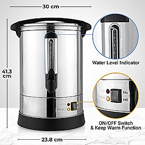 Zulay Premium 50 Cup Commercial Coffee Urn - Stainless Steel Large Coffee Dispenser For Quick Brewing - Automatic Hot Water Dispenser - Ideal for Large Crowds - Perfect for Any Occasion