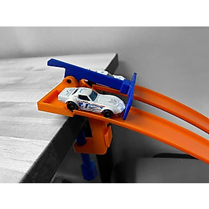 2 Lane Clamp w Start Gate (Compatible with Hot Wheels Cars and Track) (Blue/Orange)