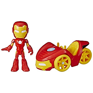 Playskool Heroes Marvel Spidey and His Amazing Friends Iron Man Action Figure and Iron Racer Vehicle, Toy for Kids Ages 3 and Up