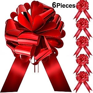 6 Pieces Large Car Bow, Include 20 Inch Car Ribbon Bow and 5 Pieces 6 Inch Pull Bow Car Decoration New Houses Wedding