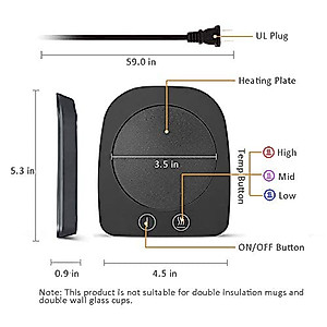 VOBAGA Coffee Mug Warmer&Cup Warmer for Office Desk Use, Electric Beverage Warmer with Three Temperature Settings, Coffee Warmer Plate for Cocoa Tea Water Milk with Auto Shut Off After 4 Hours