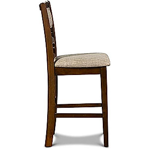 New Classic Furniture Gia 5-Piece Round Counter Height Dining Set with 1 Dining Table and 4 Chairs, 42-Inch, Cherry