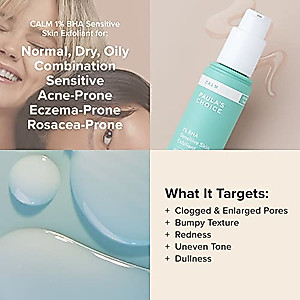 Paula’s Choice CALM 1% Sensitive Skin BHA Exfoliant, Salicylic Acid Lotion for Large, Clogged Pores, Calms + Soothes Redness, Suitable for Rosacea-Prone & Eczema-Prone Skin, Fragrance-Free & Paraben-Free, 3.3 Fl Oz