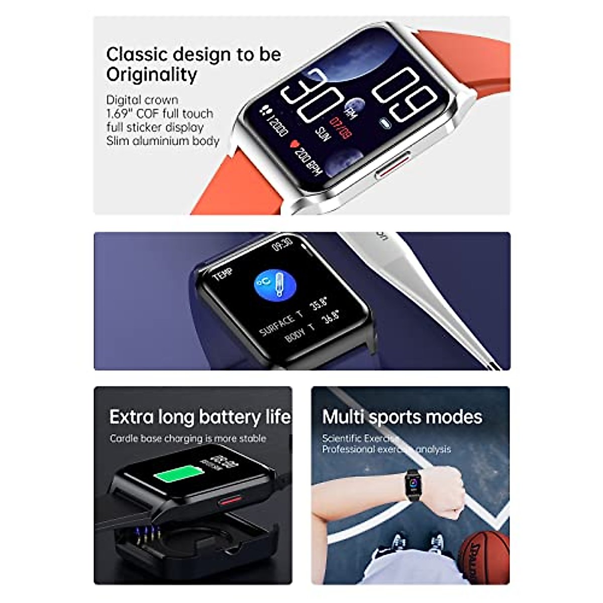 Smart Watches for Men Bluetooth Call Dial Heart Rate/Blood Pressure/Blood Oxygen Monitor Smartwatch Fitness Watch with Step Counter Activity Tracker for Calories Compatible with Android iOS Phone