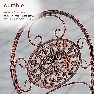 Alpine Corporation Indoor/Outdoor 3-Piece Oval Bistro Set Folding Table and Chairs Patio Seating, Bronze