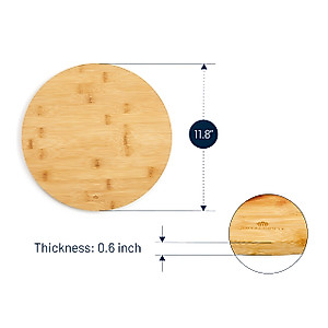 RoyalHouse Natural Bamboo Round Cutting Board for Kitchen, Chopping Boards for Meat & Vegetables, Cheese and Charcuterie Board, Serving Tray, 11.8" Round 0.6" Thick