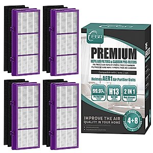 EGR AER1 Filters for Air Purifier Holmes, HAPF300AP Performance Plus Filter for Holmes, Replacement HAPF300AP-U4 (4 Ture HEPA Filters + 8 Carbon Filters + 2 Cleaning Brushes)