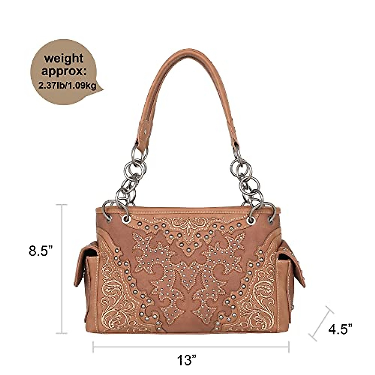 Montana West Whipstitch Collection Concealed Carry Tote Bag Western Shoulder Purse for Women MW1110G-8085BR+W